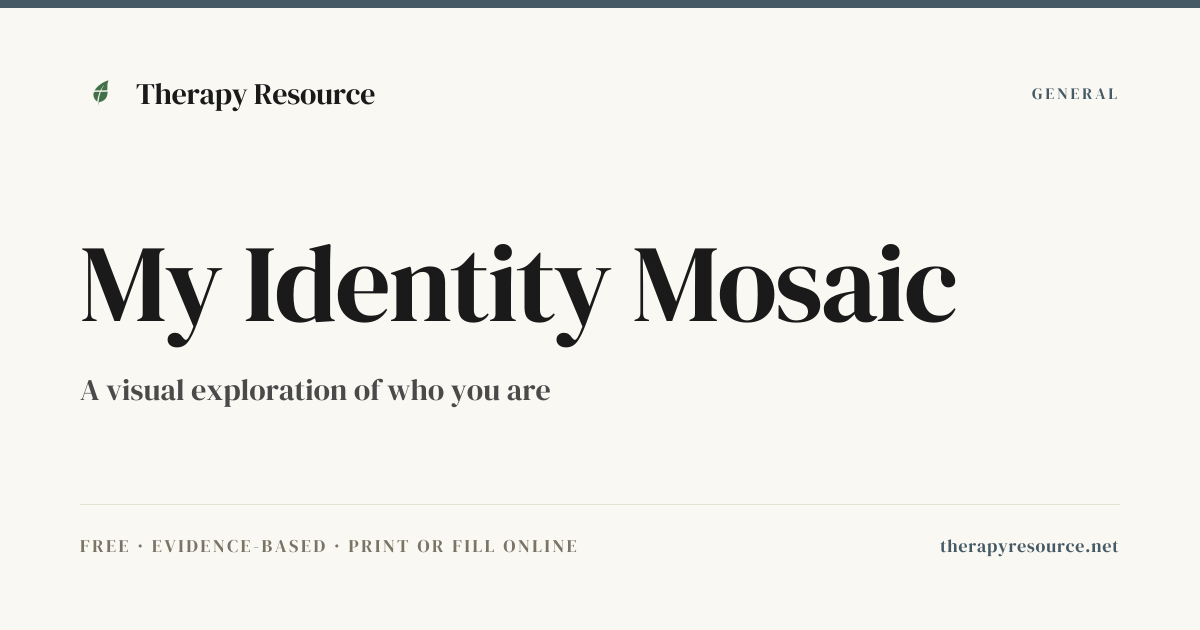 My Identity Mosaic — Free General Worksheet | Therapy Resource