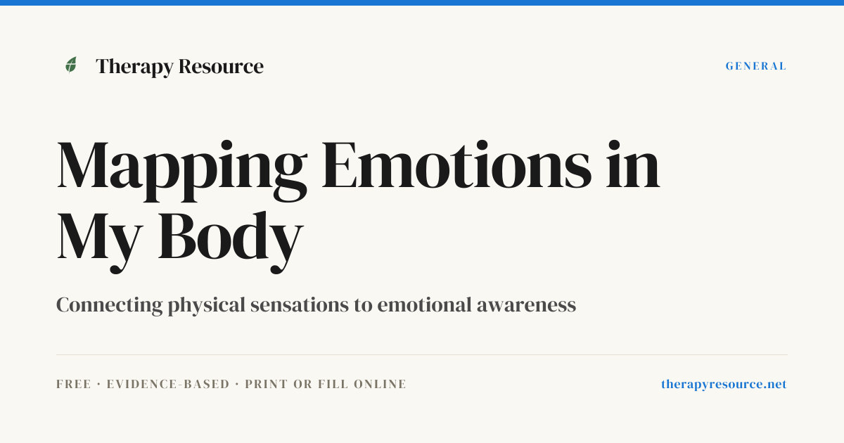 Mapping Emotions in My Body — Free General Worksheet | Therapy Resource